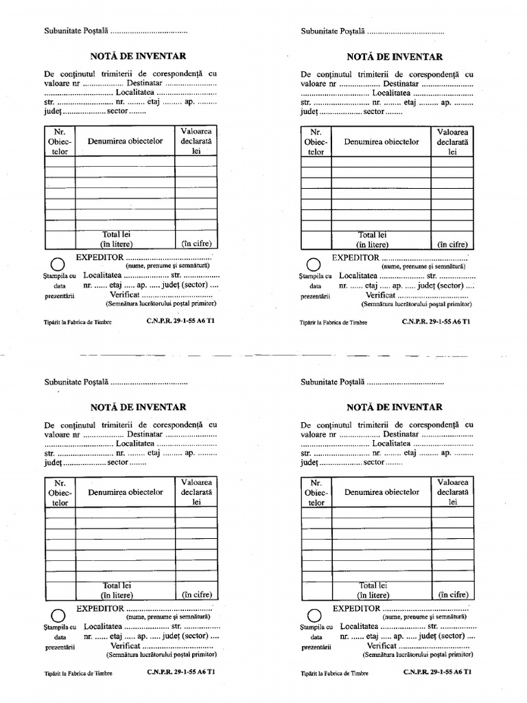 Posta - Nota de Inventar | PDF