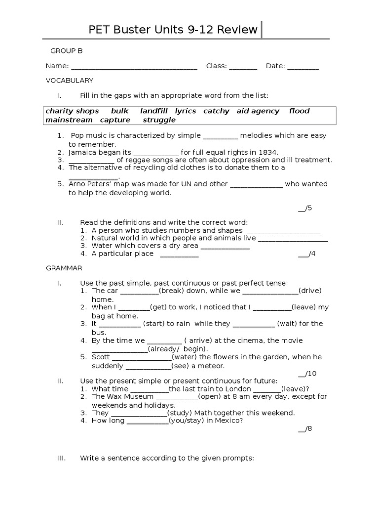 9th Grade GROUP B Test 3 | PDF