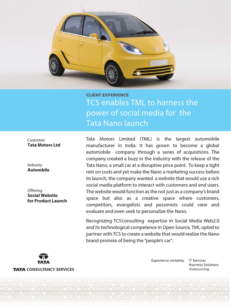 TCS Innovation Case Study Tata Nano 130510 | PDF | Social Networking Service | Social Media