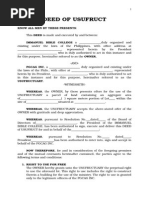 Usufruct Agreement Sample Form | Property | Ownership