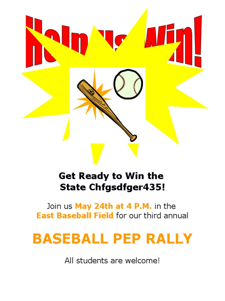 Baseball Pep Rally: Get Ready To Win The State Chfgsdfger435! | PDF