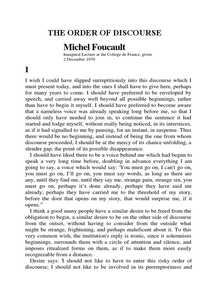 Foucault's Discourse Analysis Insights | PDF | Discourse | Exegesis