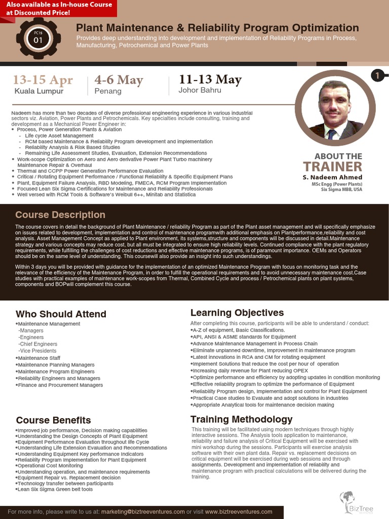 Optimizing Plant Maintenance Programs Pdf Reliability Engineering