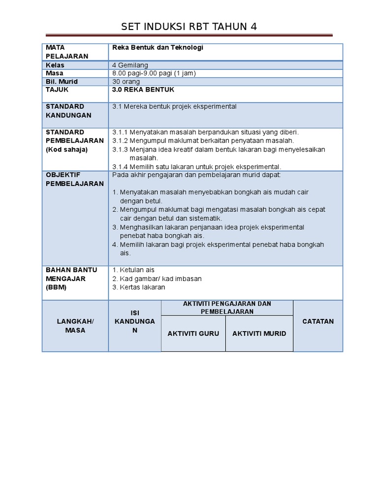 Set Induksi RPH RBT 3.0 Rekabentuk | PDF