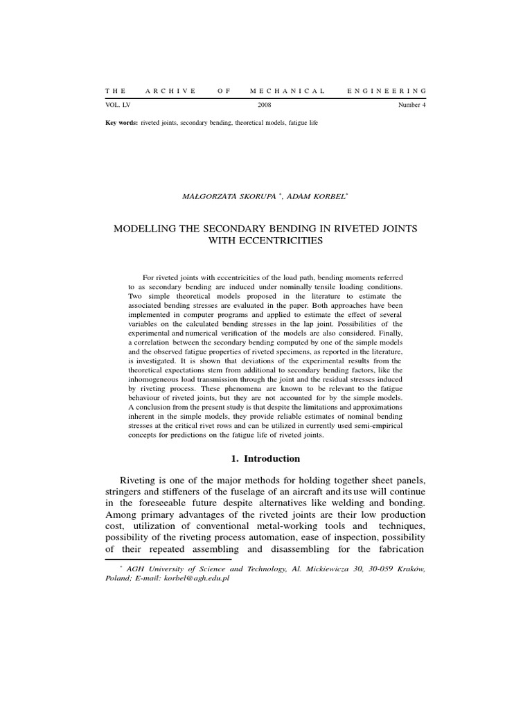 Secondary Bending Joint PDF | PDF | Bending | Fatigue (Material)