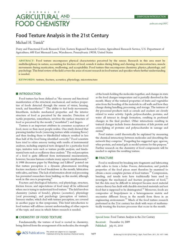 Food Texture Analysis in The 21st Century | PDF | Microscopy | Scanning ...