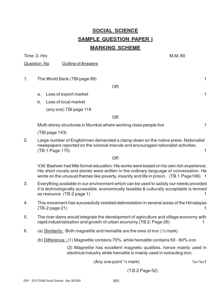 Social Science Sample Question Paper I Marking Scheme | PDF | Vietnam ...