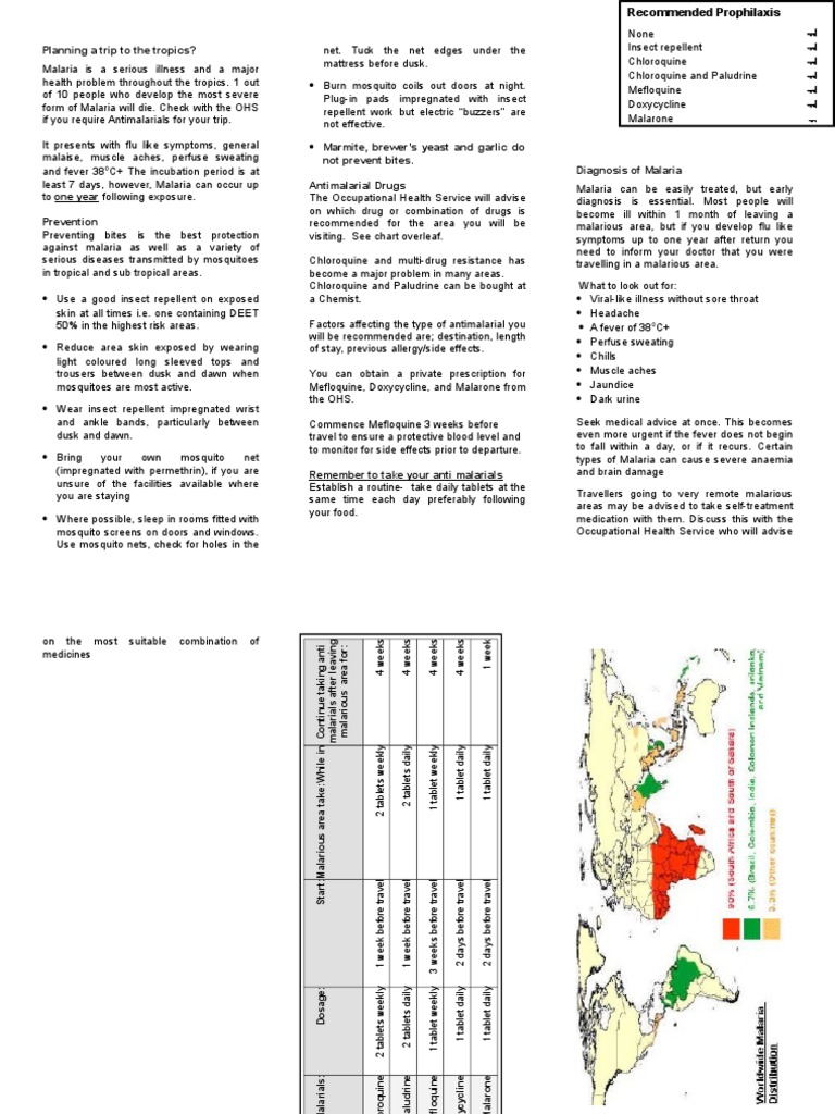 Malaria Leaflet | PDF | Malaria | Diseases And Disorders
