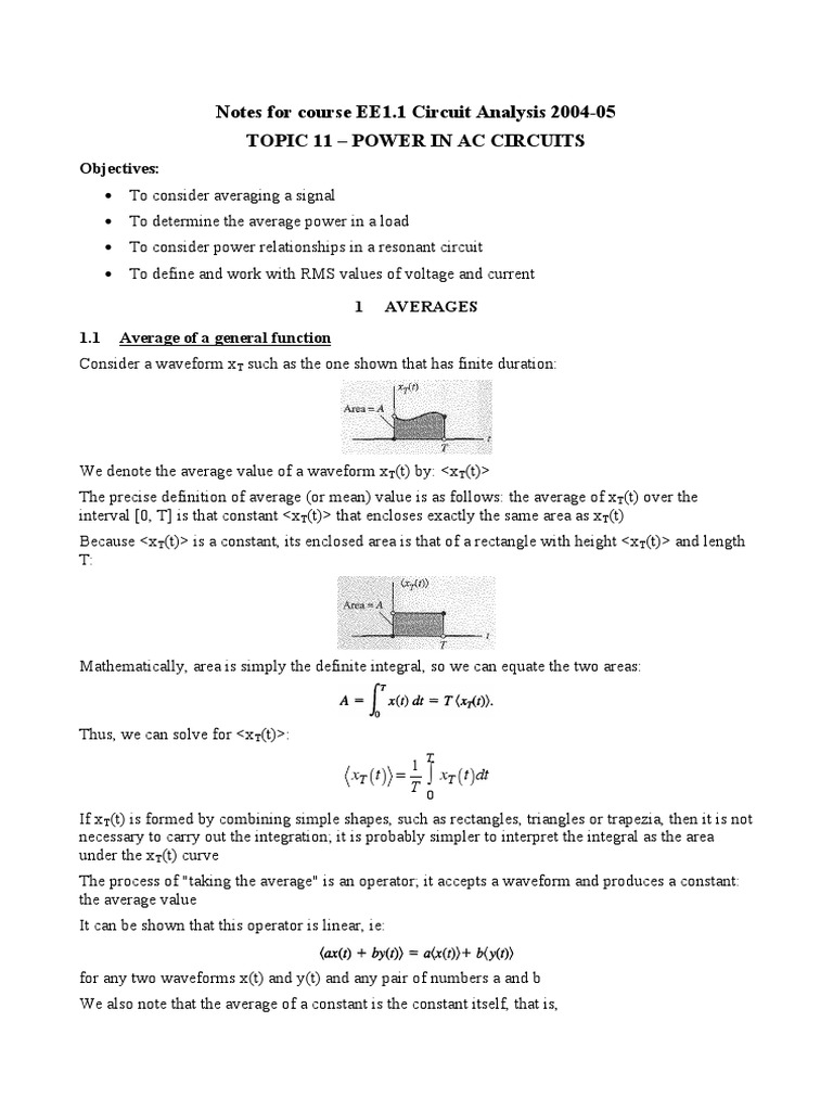 11 Power in AC Circuits | PDF | Ac Power | Root Mean Square