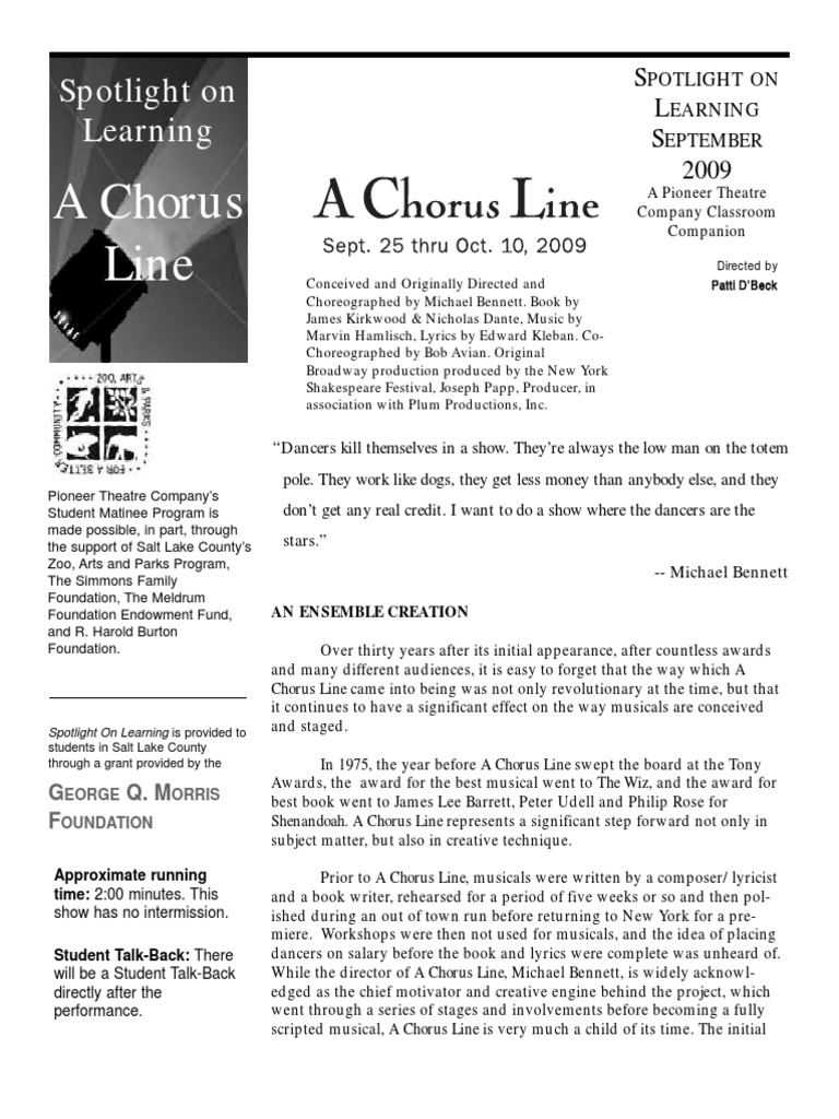 A Chorus Line: Revolutionizing Dance | PDF | Musical Theatre | Culture ...