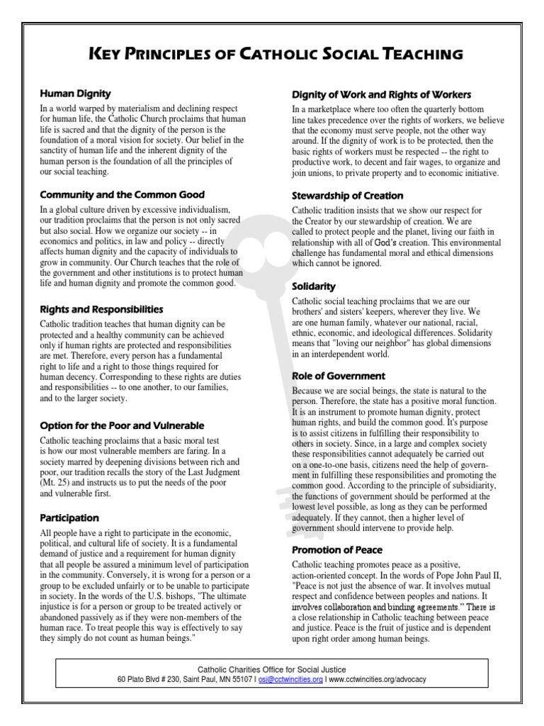 Key (10) Principles of CST - 1 Pager | Download Free PDF | Catholic ...