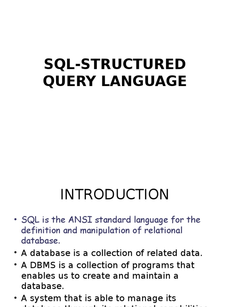Sql Structured Query Language Pdf Relational Database Sql