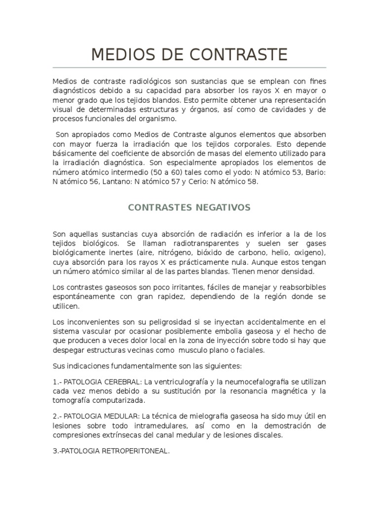 Medios de Contraste | PDF | Reanimación cardiopulmonar | Especialidades ...