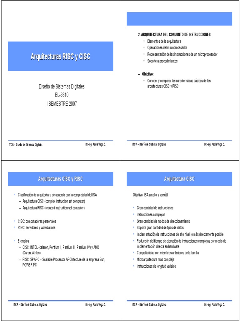 Handout n3 Cisc y Risc Si | PDF | Conjunto de instrucciones | Microprocesador
