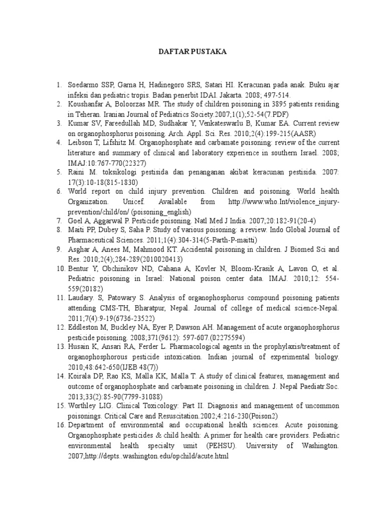 Bahan Daftar Pustaka Organofosfat | PDF | Medicine | Health Sciences