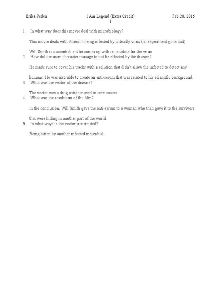 Microbiology Themes in I Am Legend | PDF