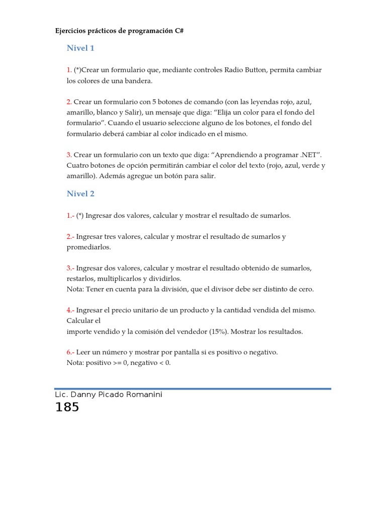 Ejemplos Prácticos C# | PDF | C Sharp (lenguaje de programación ...