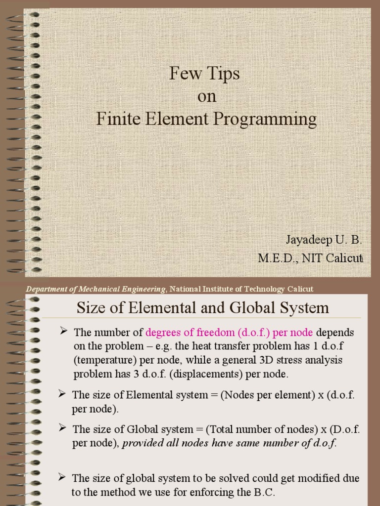 Ch08 Finite Element Programming Pdf Finite Element Method Matrix Mathematics
