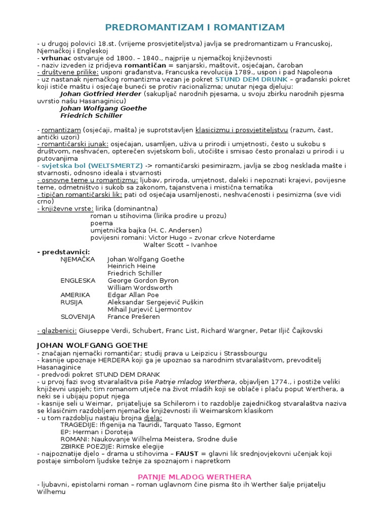 Predromantizam I Romantizam | PDF