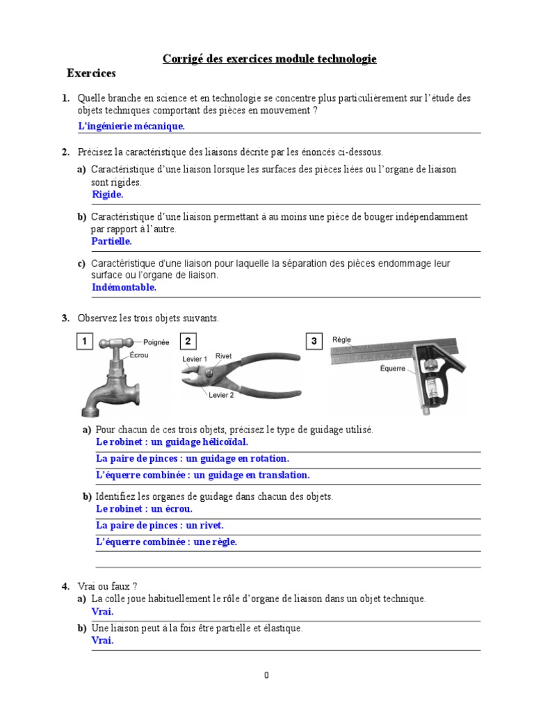 Corrige Des Exercices Module Technologie | Roue | Vis de fixation
