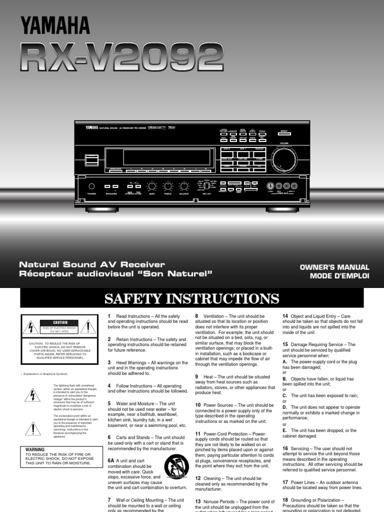 Yamaha Manual Rx-V2092 | PDF | Loudspeaker | Amplifier