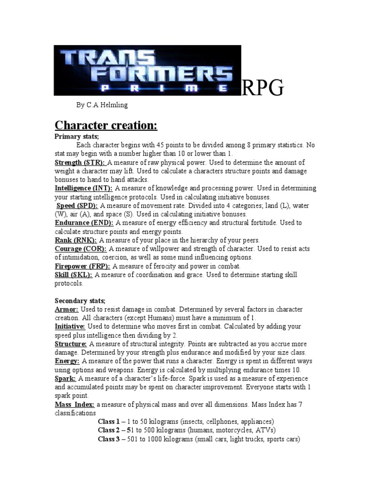 The Transformers Prime RPG | PDF | Unrest | Nature