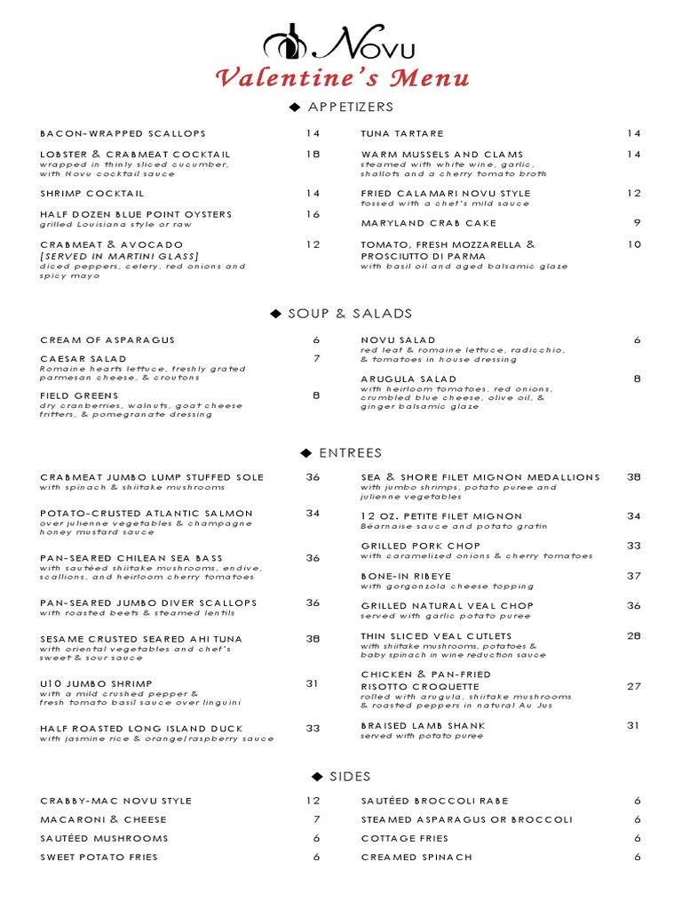 Novu Valentine's Menu | PDF