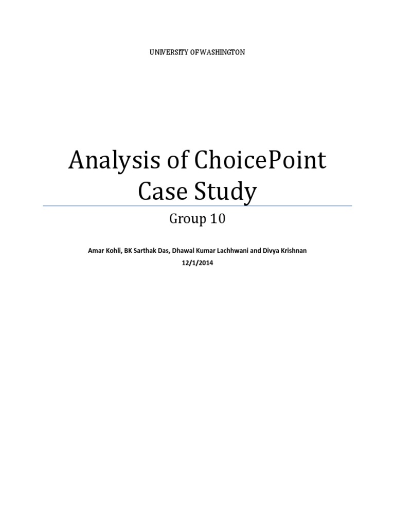 ChoicePoint Case Study Analysis | PDF | Identity Theft | Background Check