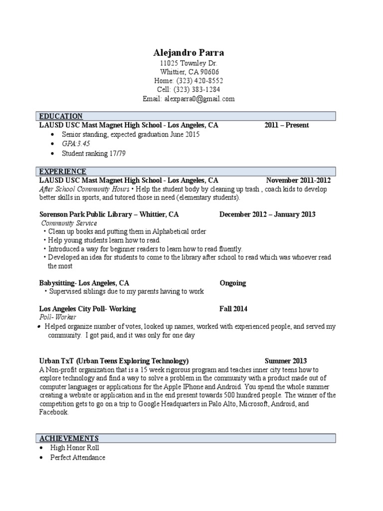Alejandro Parra Resume | PDF | Schools | Further Education