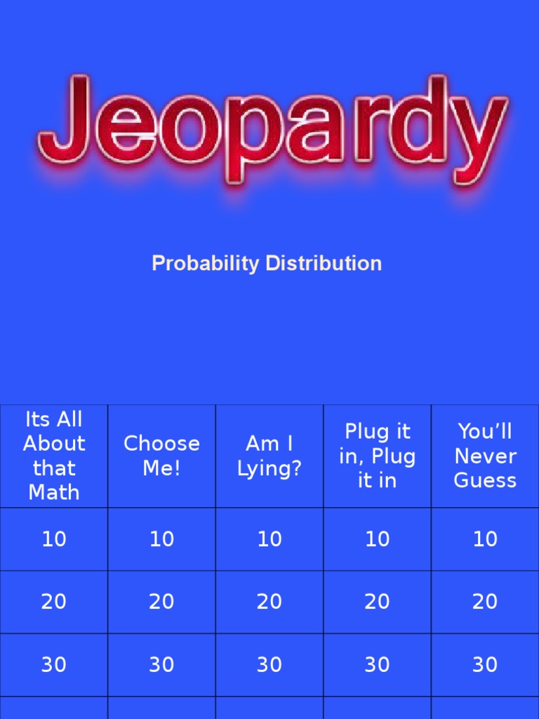 Stats Chapter 5 Jeopardy Review | PDF | Probability Distribution ...