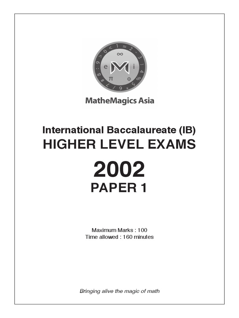 IB Higher Level Maths Paper 1 Solutions | PDF | Technology & Engineering