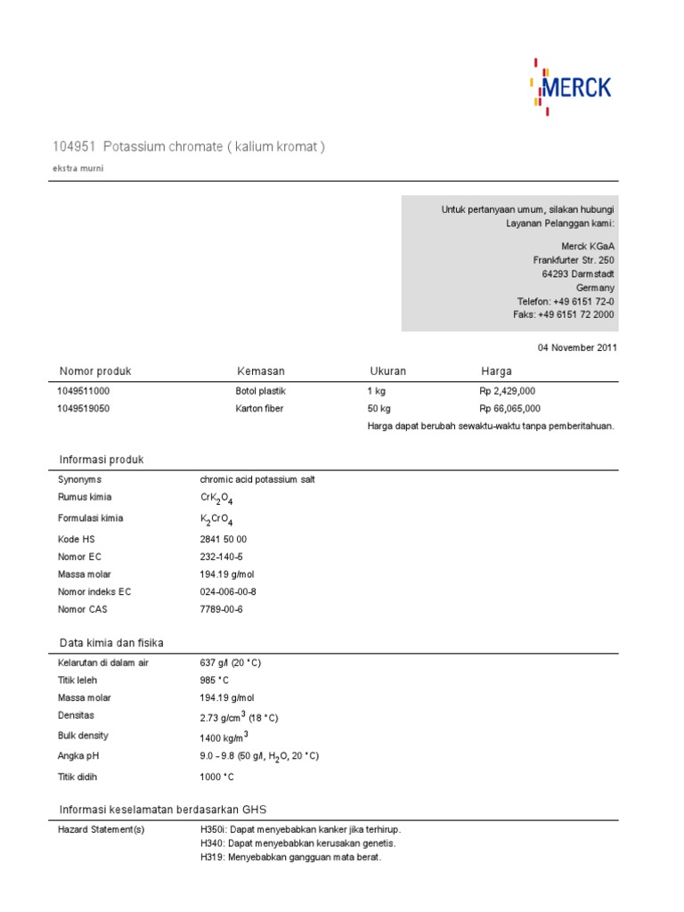 MSDS K2CrO4 | PDF