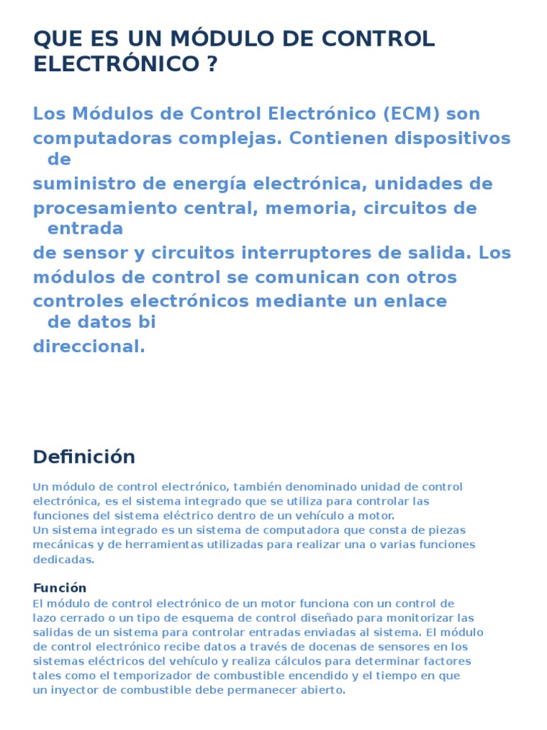 Modulo de Control Electronico ECM | PDF | Electrónica | Memoria del ...