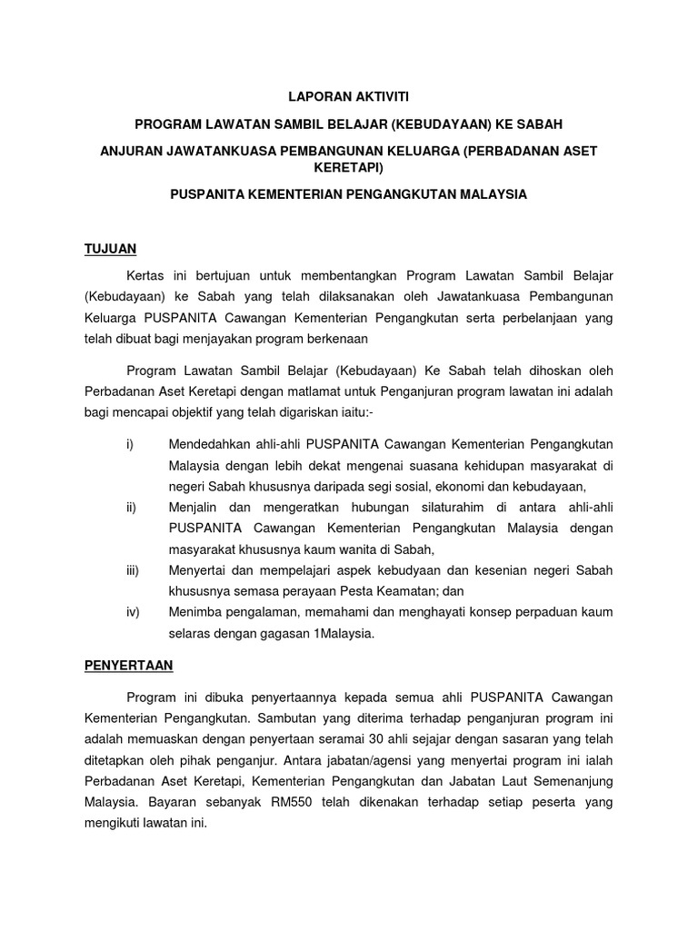 Contoh Laporan Program Sabah | PDF