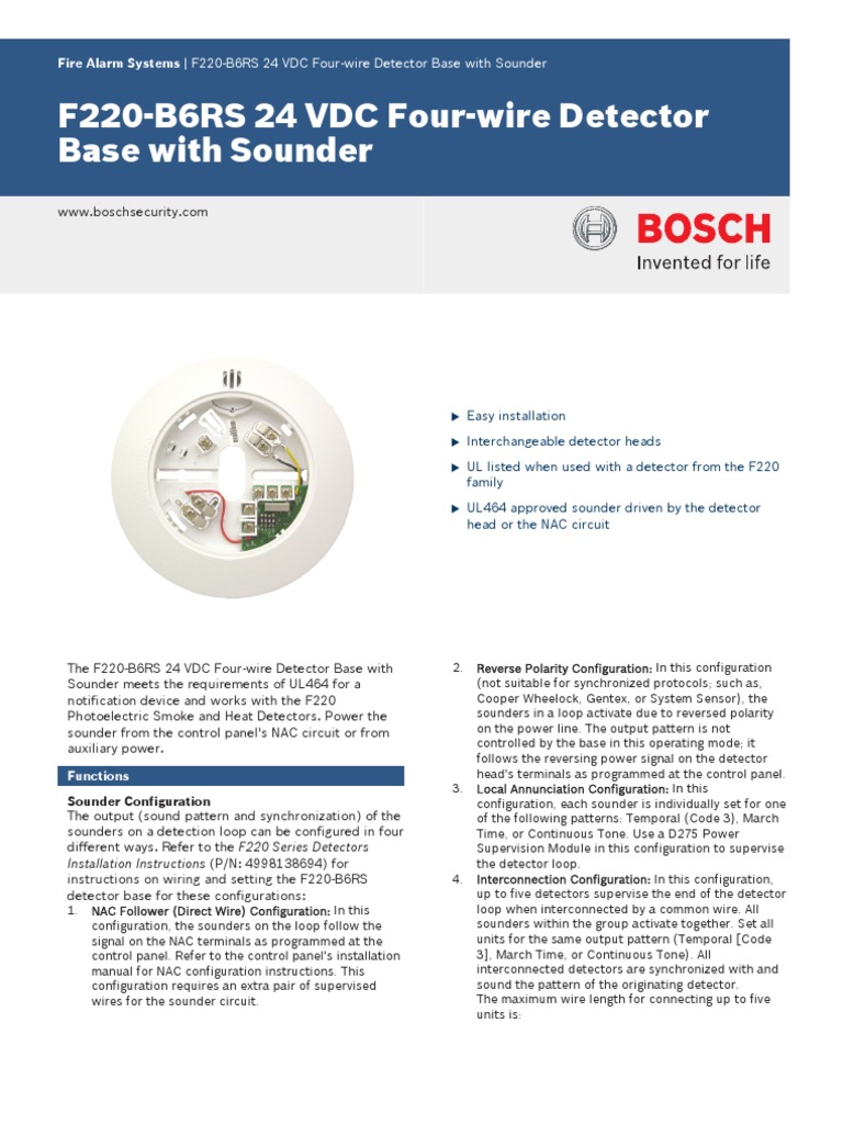 Bosch - Smoke Detector With Sounder | PDF | Electromagnetism | Electricity