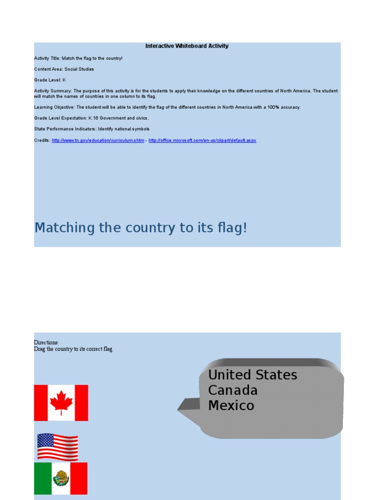 Matching The Country To Its Flag!: Interactive Whiteboard Activity ...