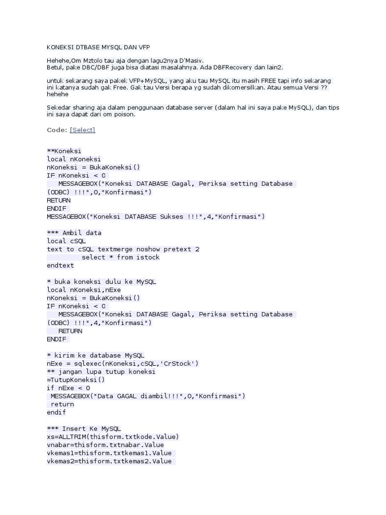Koneksi MySQL dan VFP Efektif | PDF | Metode & Bahan Ajar | Komputer