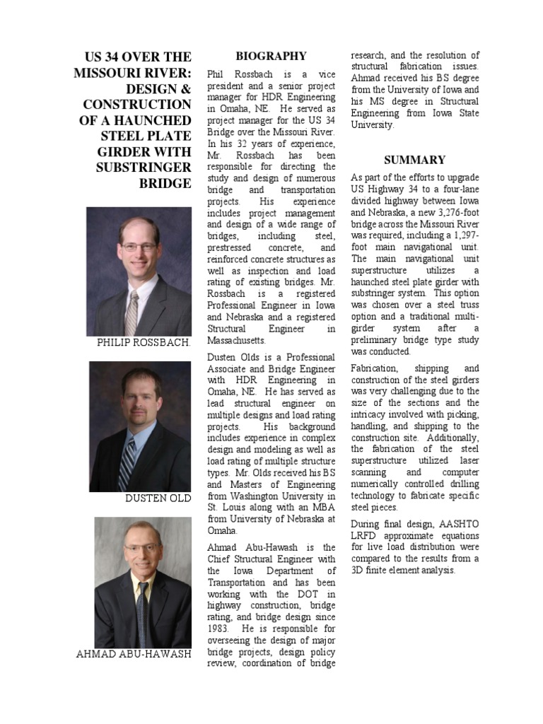 US-34 Over The Missouri River - Design Construction of A Haunched Steel ...