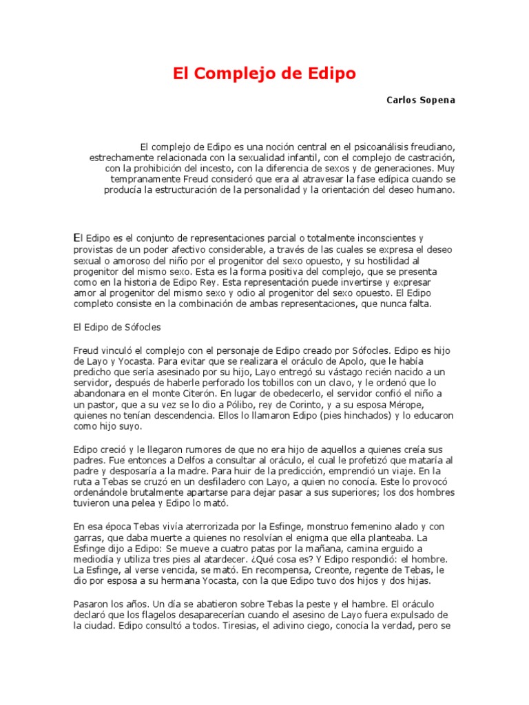El Complejo de Edipo | PDF | Complejo de Edipo | Edipo