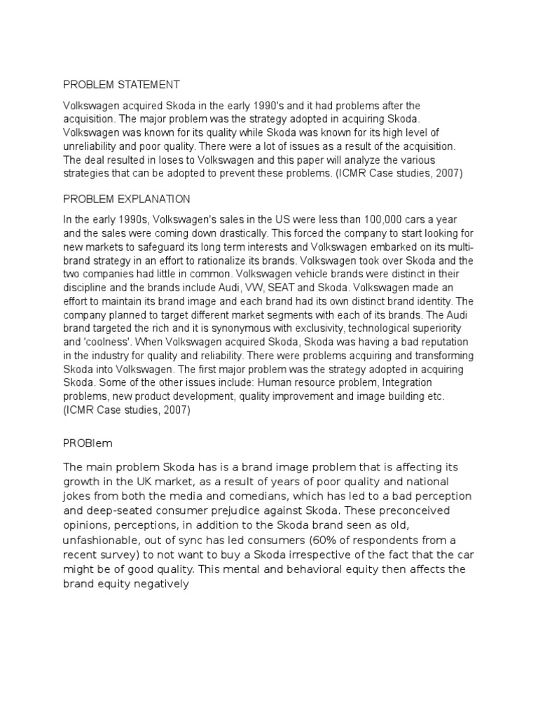 Problem Statement | PDF | Volkswagen | Volkswagen Group