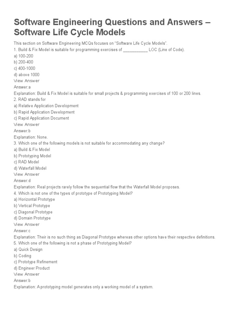 Software Engineering Objective | PDF | Prototype | Software Development
