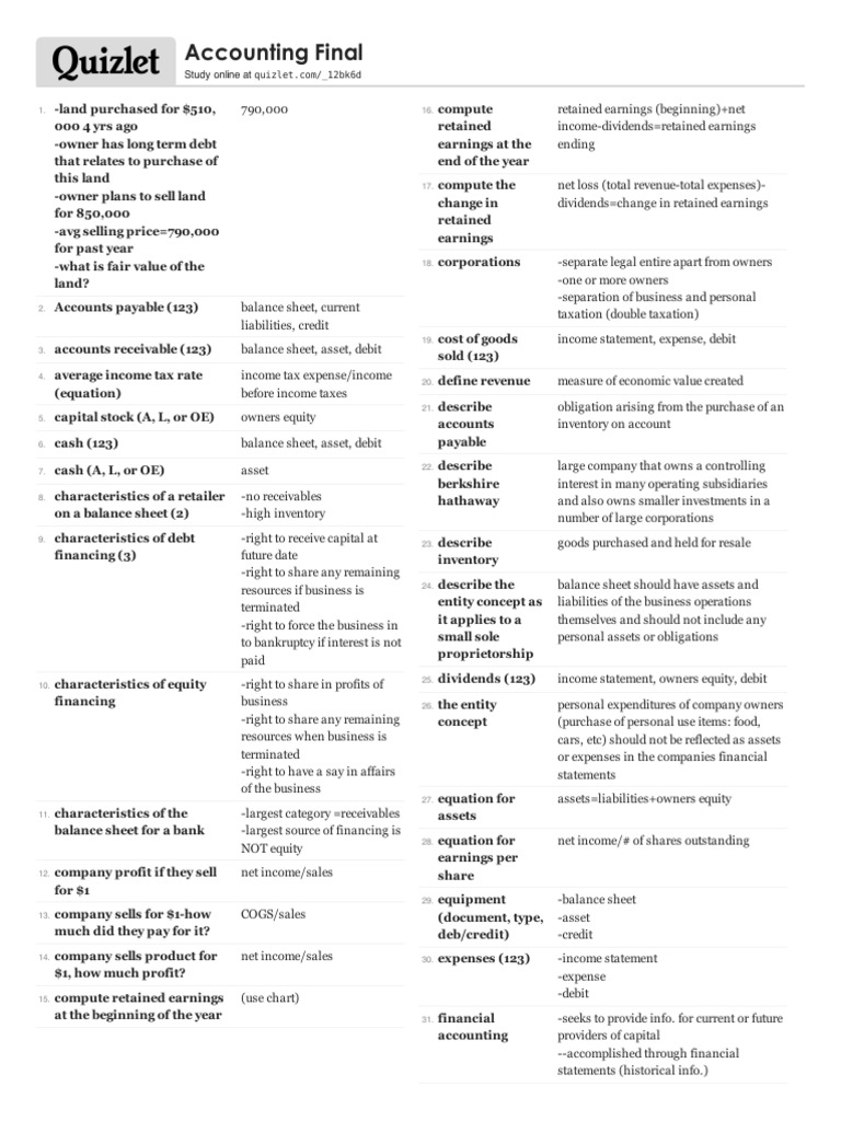 Accounting 102 Terms | PDF | Balance Sheet | Debits And Credits