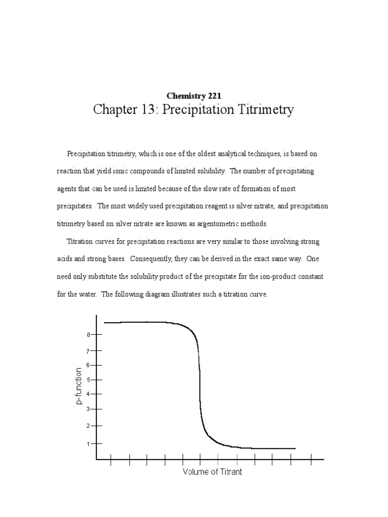 Precipitation Titrimetry Techniques | PDF | Titration | Chemistry