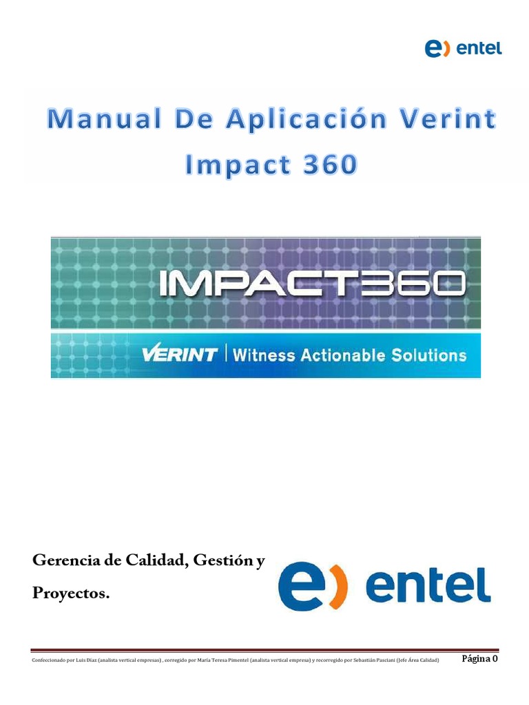 Manual Verint Impact 360 Año 2014 Pdf Información Vídeo