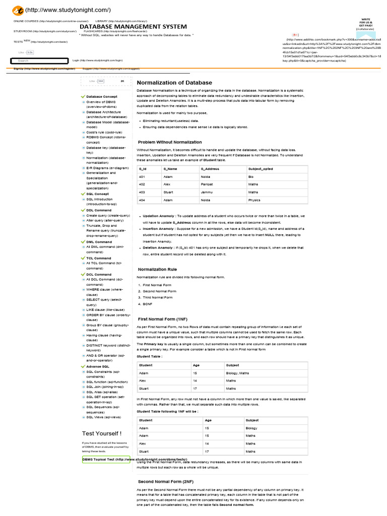 1NF, 2NF, 3NF and BCNF in Database Normalization | PDF | Sql | Databases