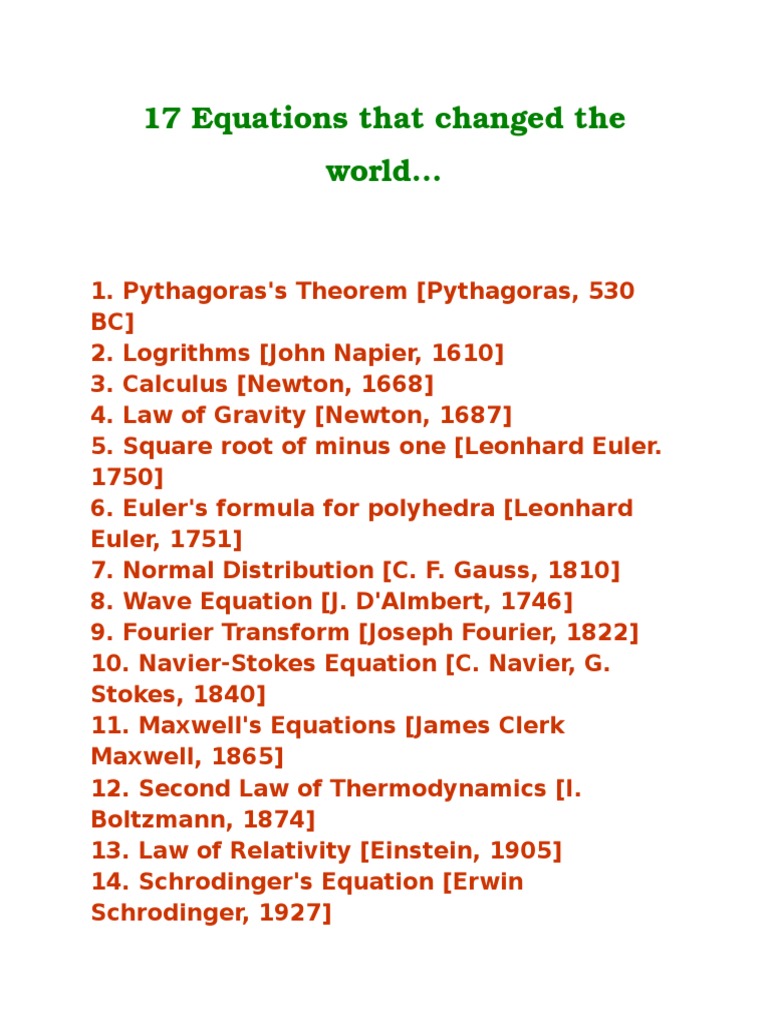 17 Equations That Changed The World | PDF