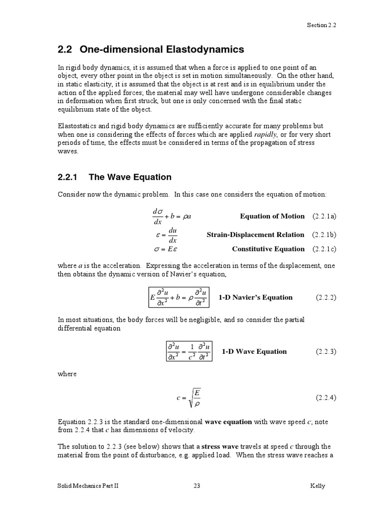 1D Elasticity 02 Elastodynamics | PDF | Linear Elasticity | Normal Mode