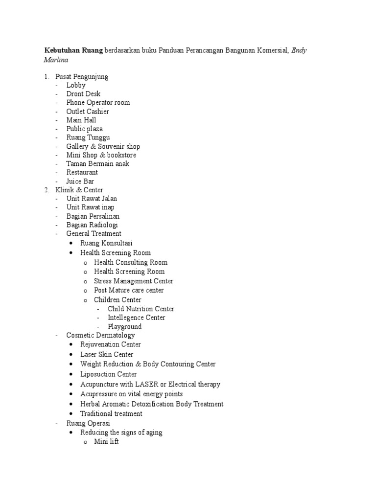 Komersial Ruang Kebutuhan Panduan Endy Marlina | PDF | Medical Specialties | Wellness