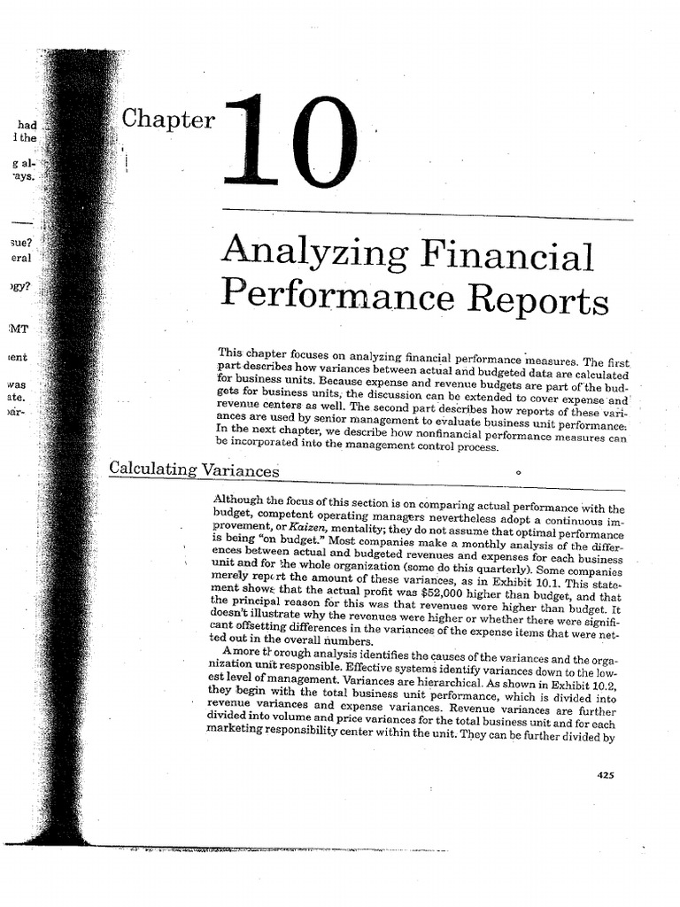 Chapter 10 Analyzing Financial Performance Reports PDF | PDF