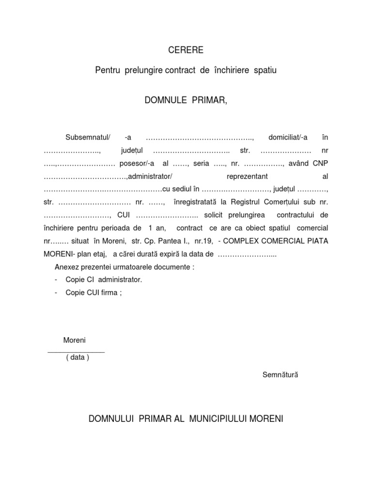 Cerere Prelungire Contr Inchiriere Spatiu Complex Com
